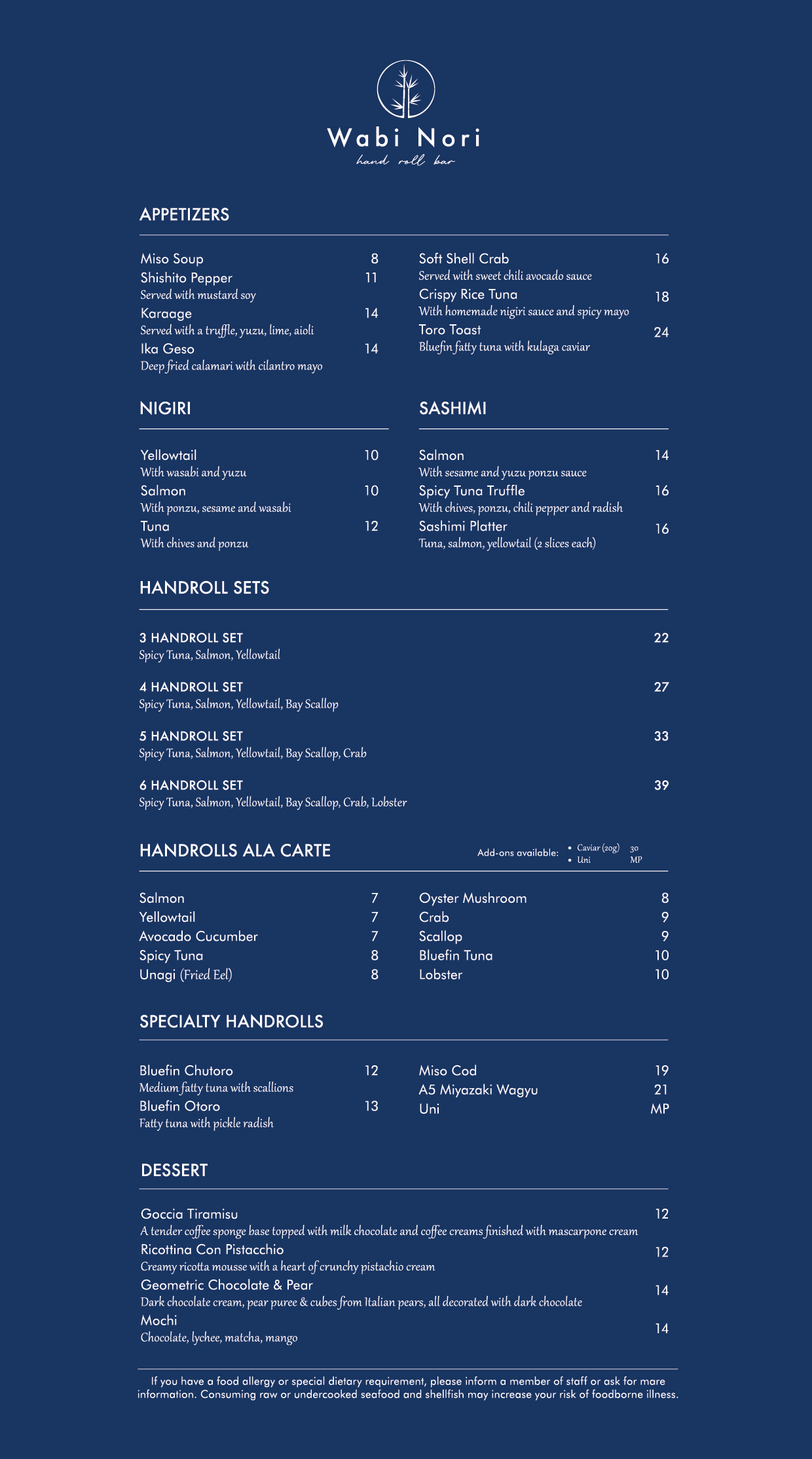 Menus - Wabi Nori